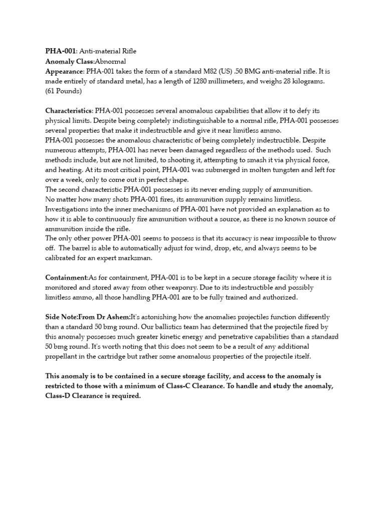 PHA 001 - Anti Material Rifle | PDF