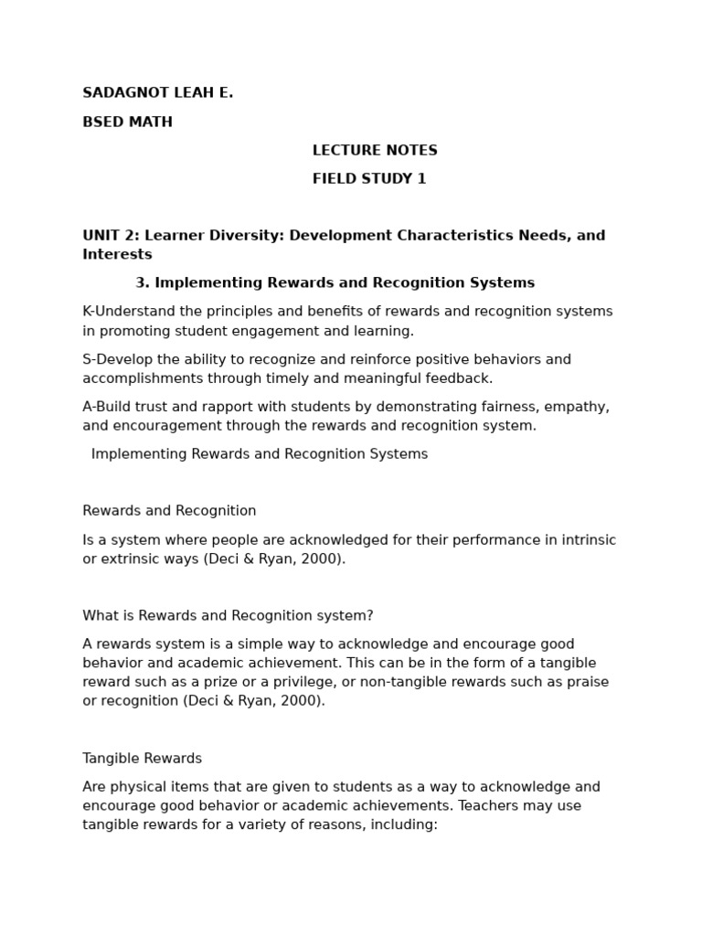 FS1. Lecture Notes Unit 2 | PDF | Motivational | Motivation