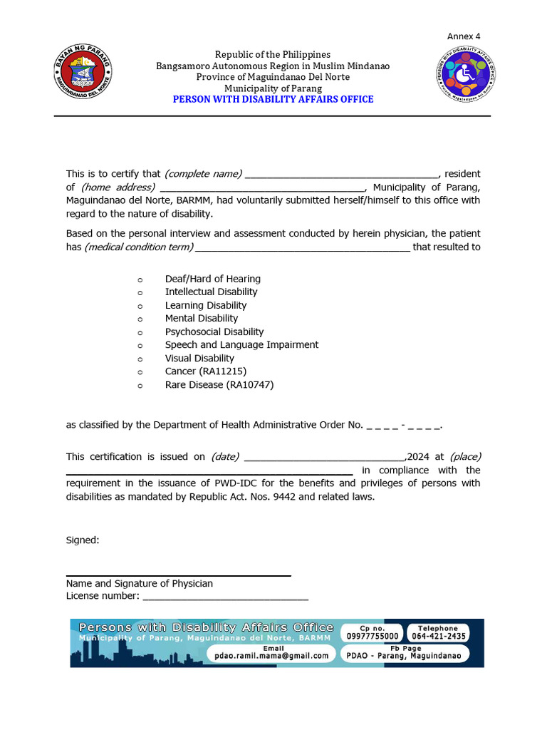 Certificate of Non-Apparent Disability | PDF