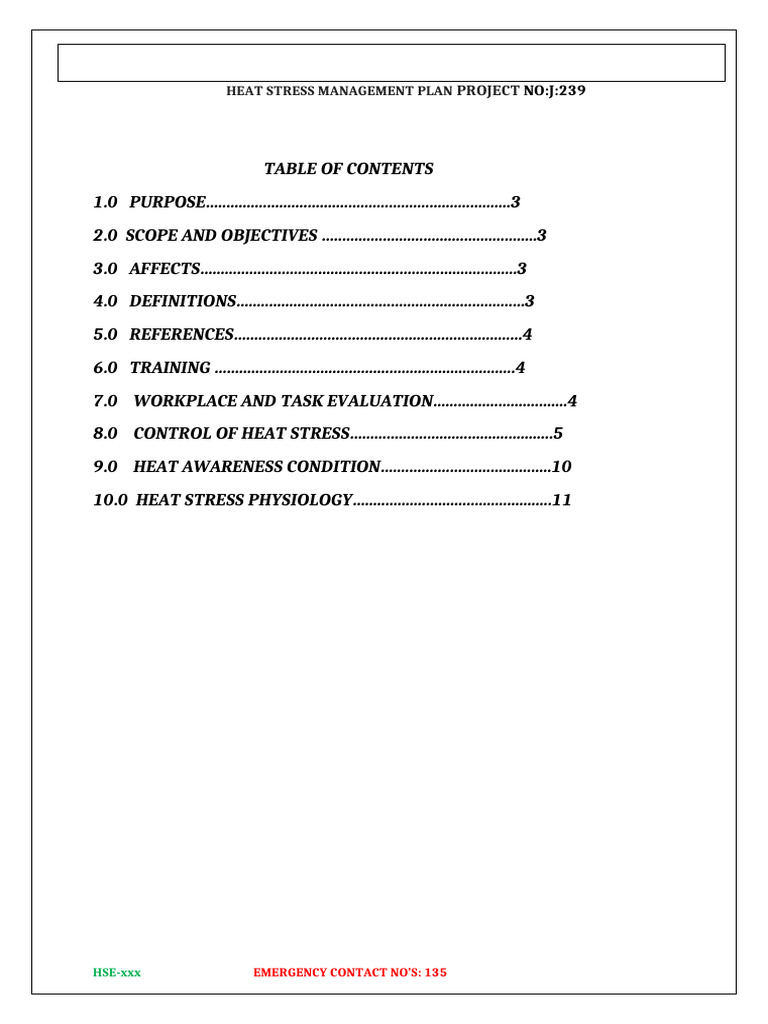 ETS HEAT STRESS PLAN | PDF | Hyperthermia | Dehydration