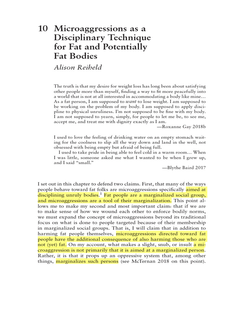 Reiheld Microaggressions - As - A - Disciplinary - Technique - For - FatÂ and - Potentiall | PDF ...
