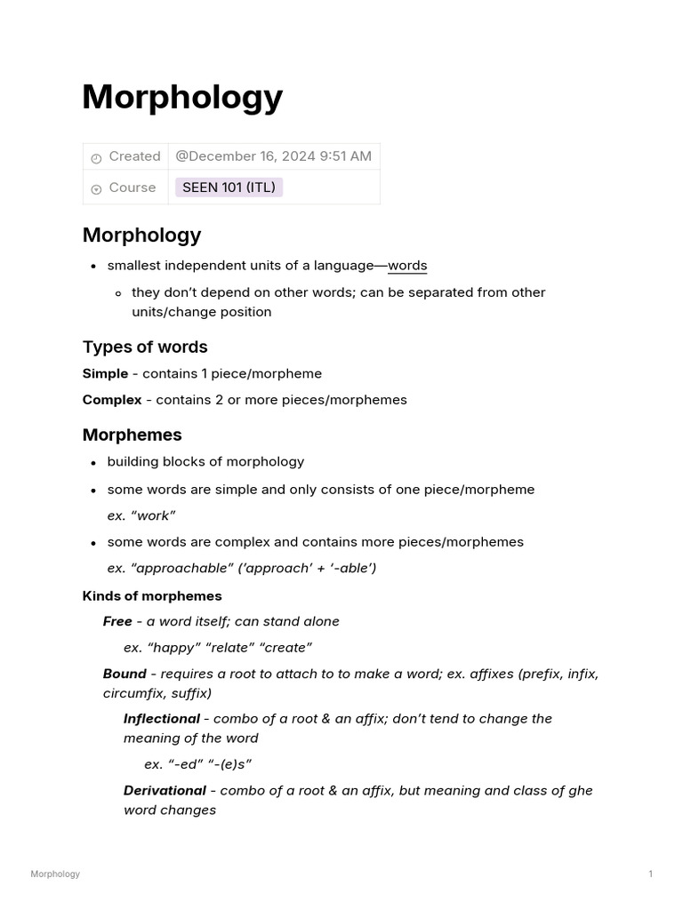 Understanding Morphology in Language | PDF