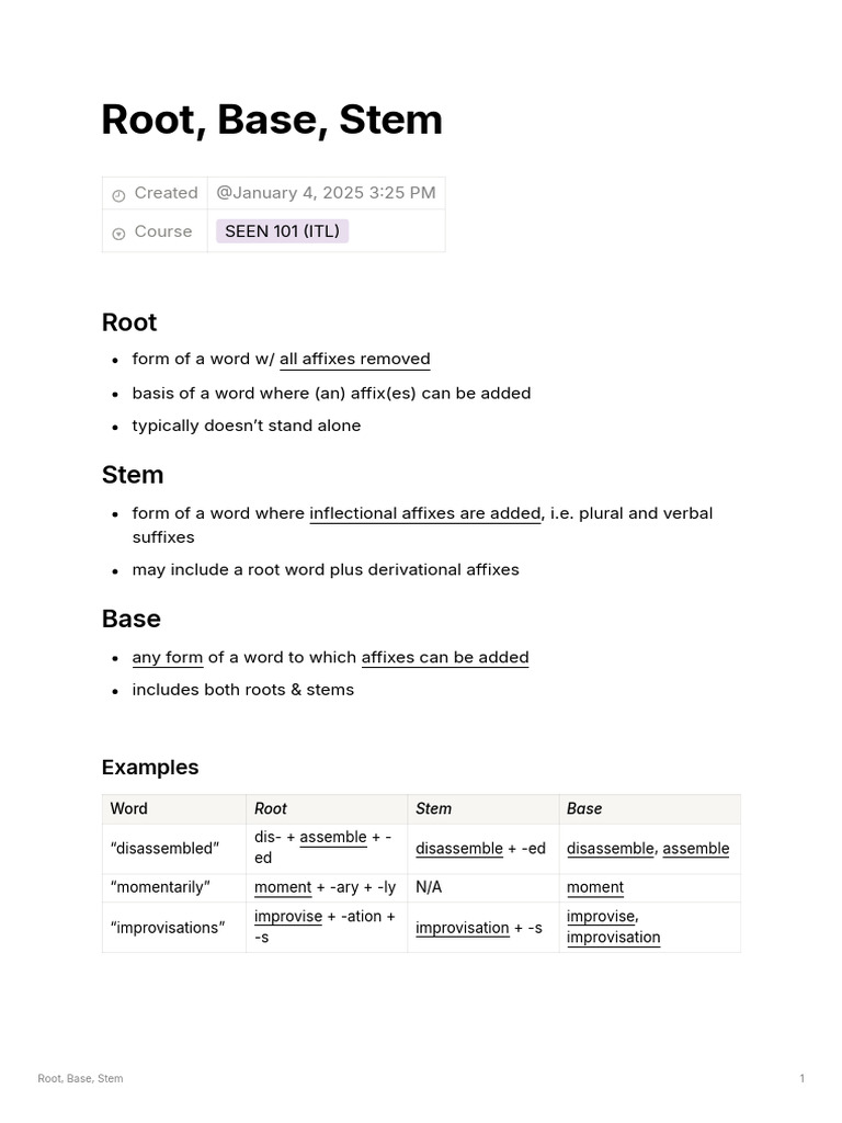 Root, Base, Stem | PDF