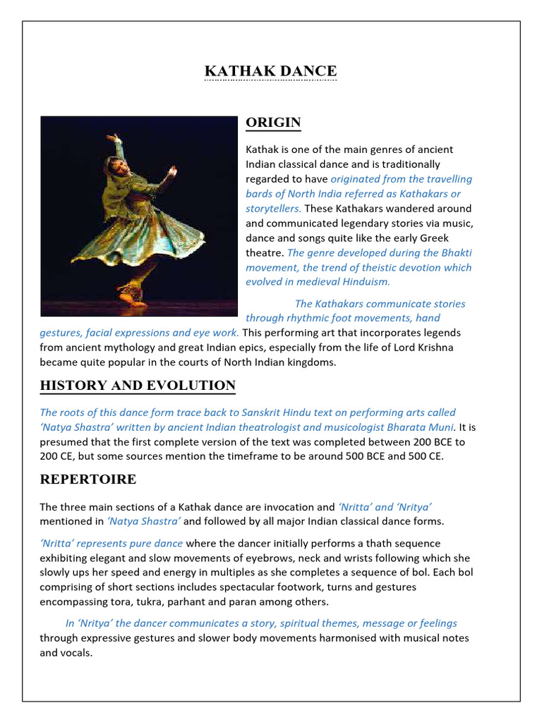 Kathak Dance | PDF | Performing Arts