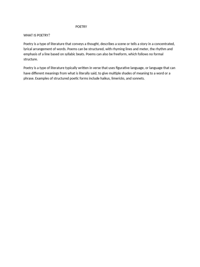 Understanding Poetry: Forms and Features | PDF