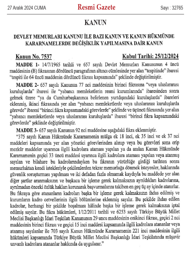 Kanun: Resmî Gazete | PDF