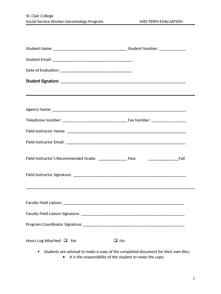 SSW-G Mid-Term Evaluation Form | PDF | Evaluation | Communication