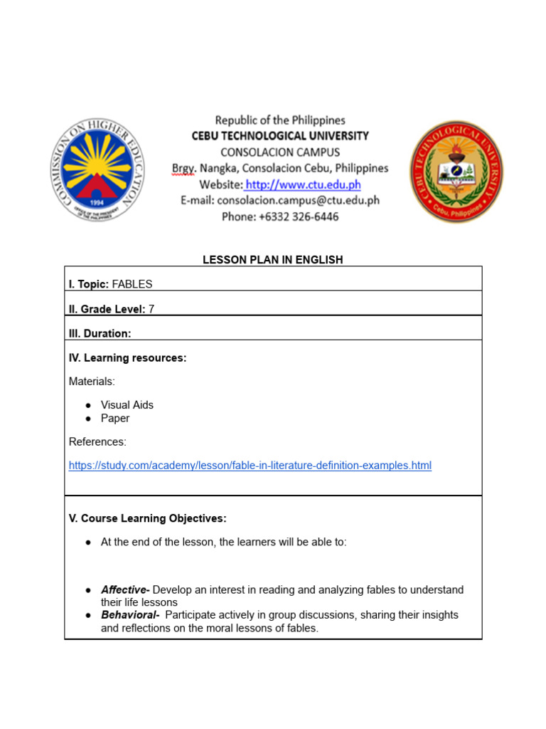 GROUP 6 DLP (1) | PDF | Learning | Fable