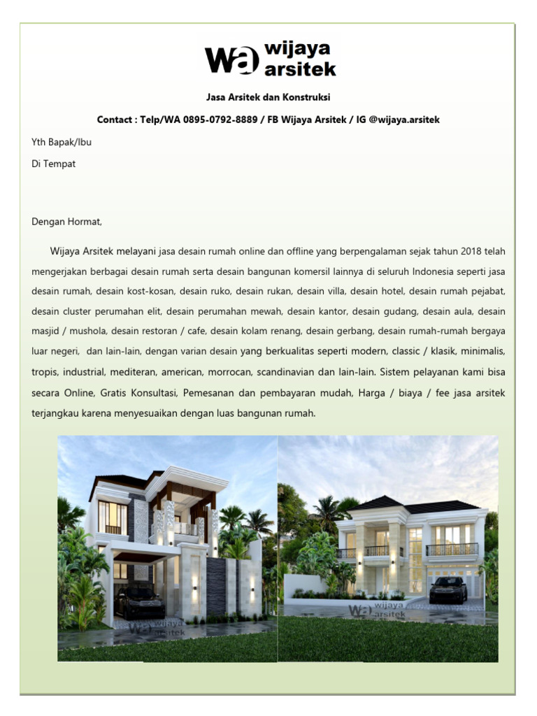 Informasi Jasa Desain Wijaya Arsitek | PDF