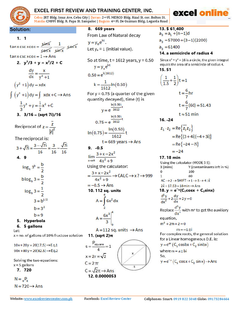 Pre Board Exam 1 April 2022 - Math Soln | PDF | Euclidean Geometry | Analytic Geometry