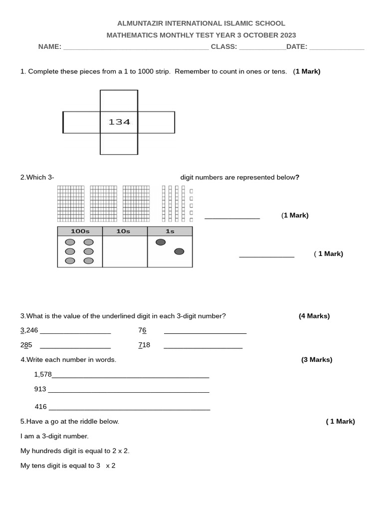 Test October | PDF | Mathematics | Arithmetic
