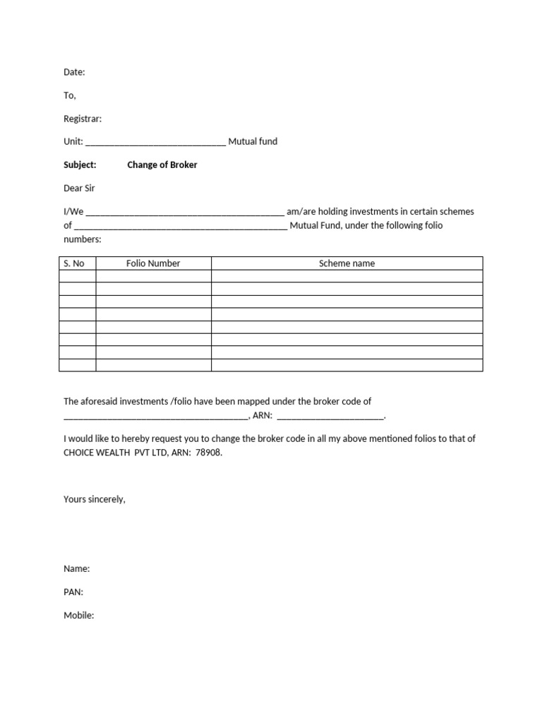 Change of Broker Request Form | PDF