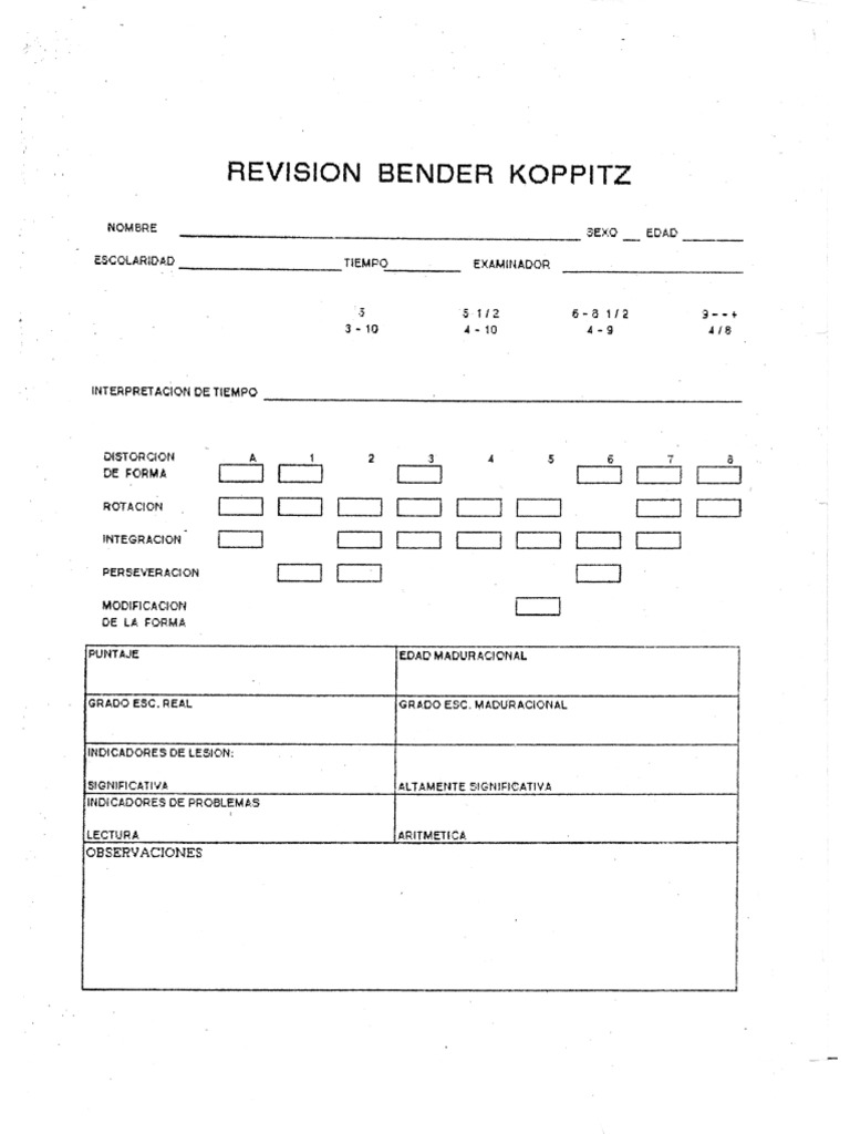 BENDER KOPPITZ PROTOCOLO | PDF