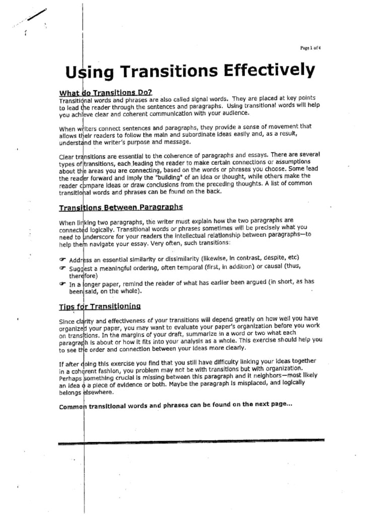Transition Practice worksheet | PDF