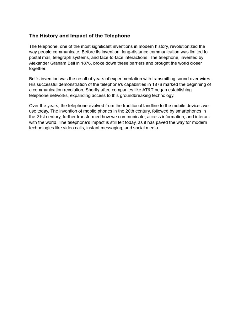Evolution and Impact of Telephones | PDF