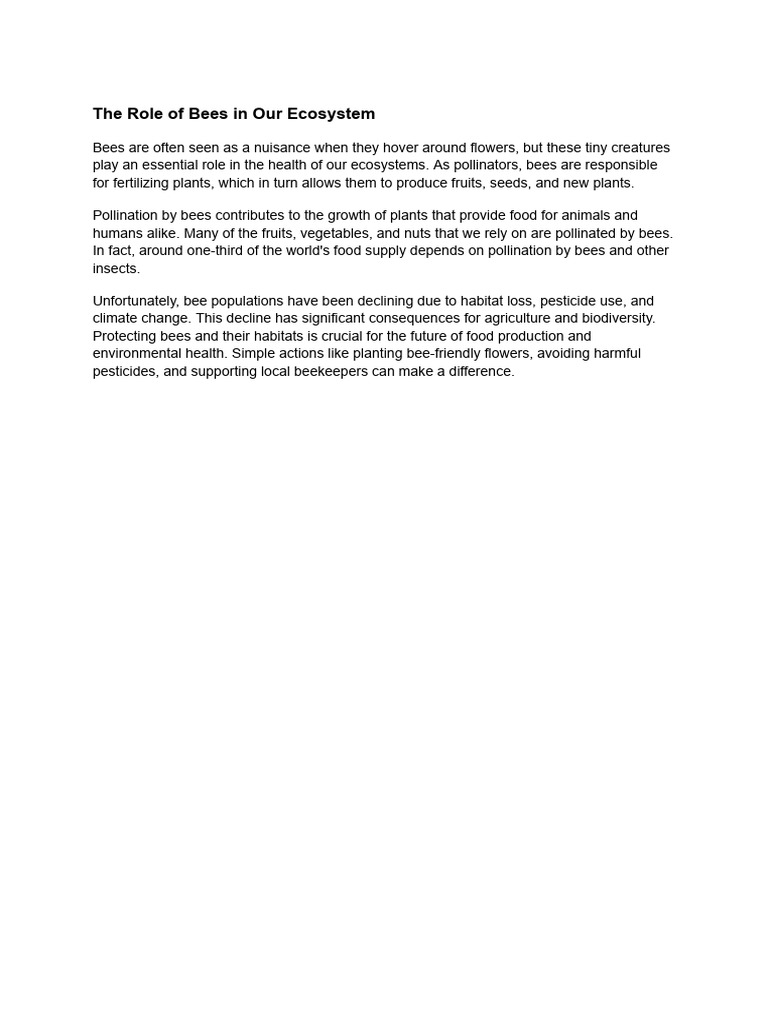 The Role of Bees in Our Ecosystem | PDF