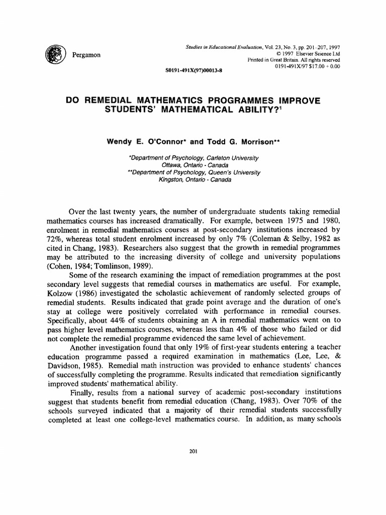 Do Remedial Mathematics Programmes Impro | PDF | Sampling (Statistics ...