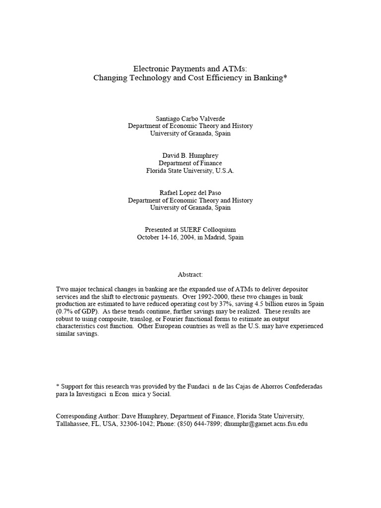 Electronic Payment and ATMs | PDF | Cost Of Living | Banks