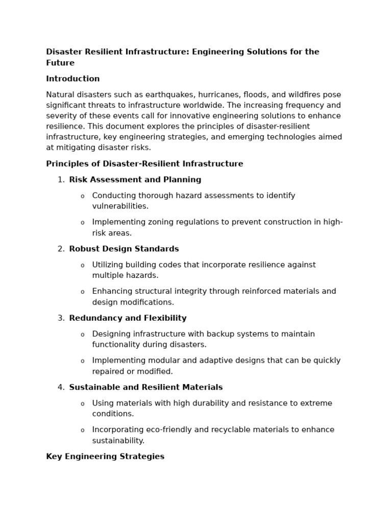 Disaster Resilient Infrastructure | PDF | Infrastructure | Flood