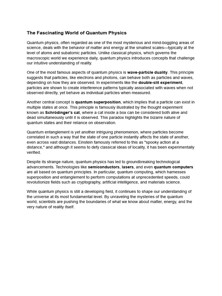 The Fascinating World of Quantum Physics | PDF