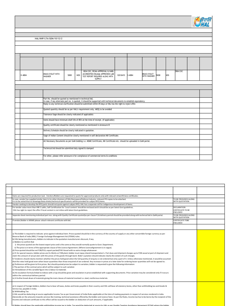 HAL - Brass Eyelet - 26oct24 - Format For Uploading | PDF | Taxes | Prices
