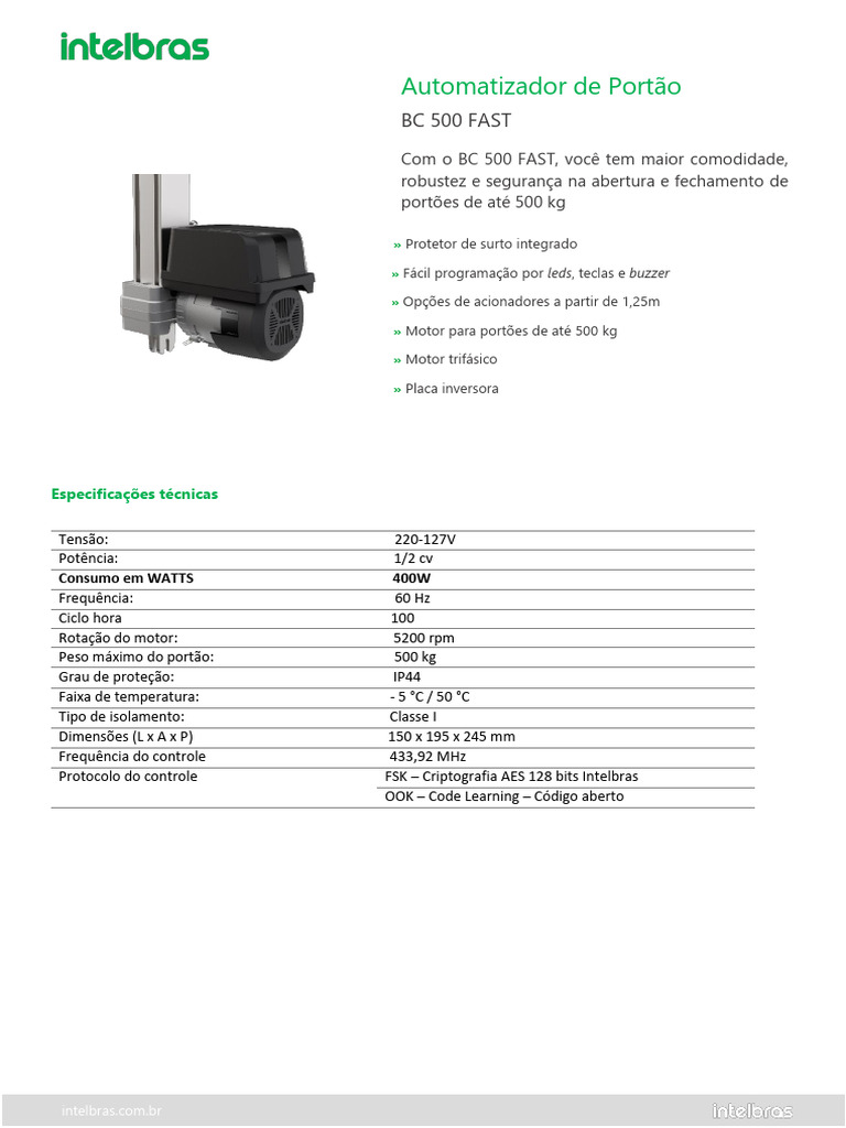 Automatizador de Portão BC 500 FAST | PDF
