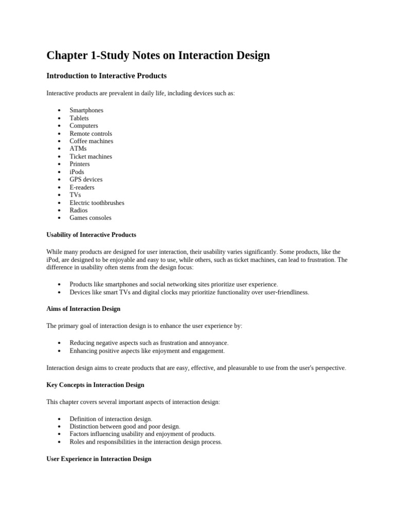 Interaction Design Study Notes | PDF | Usability | Human–Computer ...