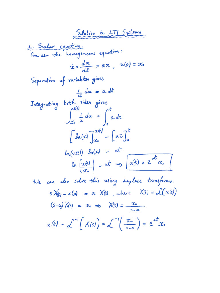 LTI Systems Solutions and Matrix Exponentials | PDF | Functions And ...