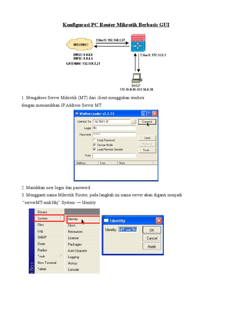 Seting PC Router Mikrotik Berbasisi GUI | PDF | Komputer