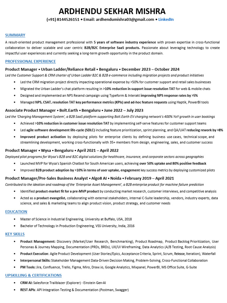 Ardhendu Mishra Product Management - Synchronoss | PDF | Customer ...