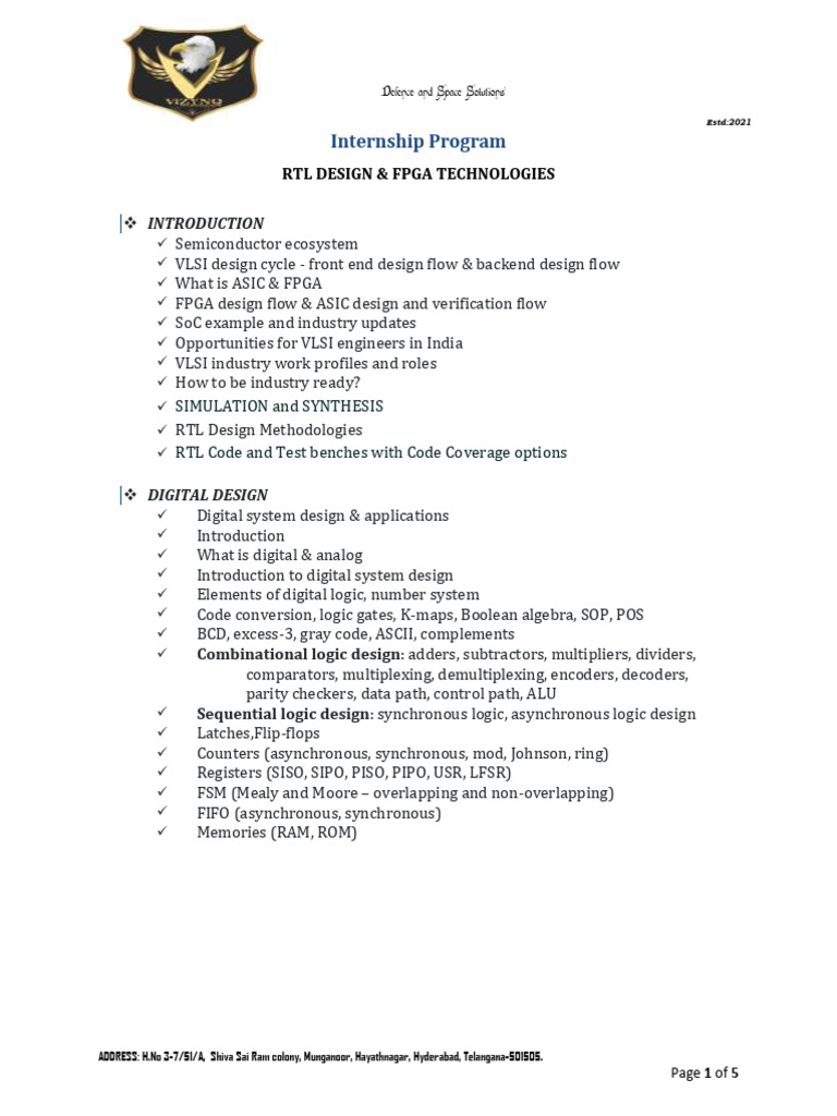 VLSI Internship 6months ViZYNQ | PDF | Vhdl | Hardware Description Language