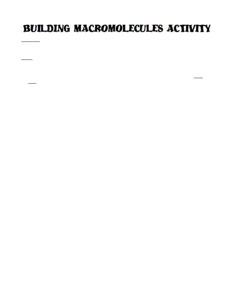 Building Macromolecules Activity - Student Handout - Updated 2020 | PDF ...