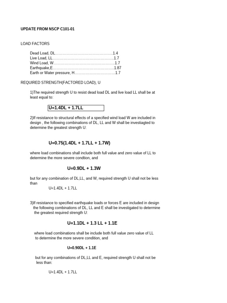 Update From NSCP C101-01 (Load Factors) | PDF | Strength Of Materials ...