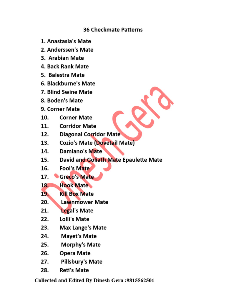 36 Checkmate Patterns (6) | PDF 36 Checkmate Patterns (6) | PDF