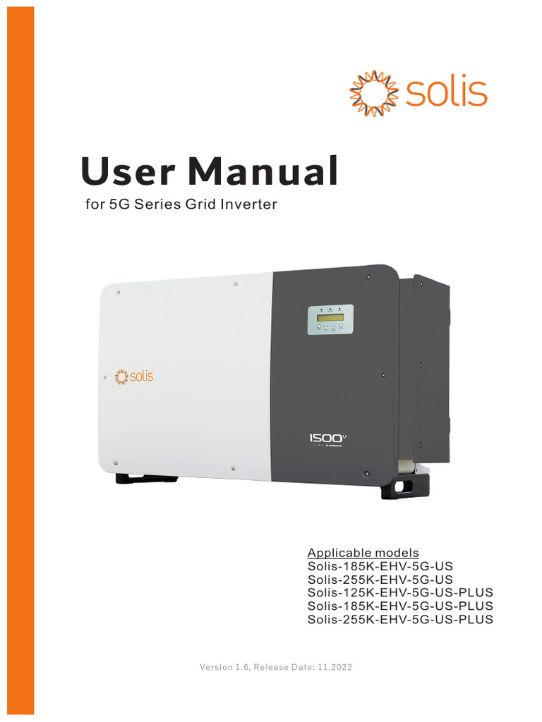 Solis_Manual_3P(185-255)K_5G_USA_V1,9(20230620) | PDF | Power Inverter | Electrical Connector