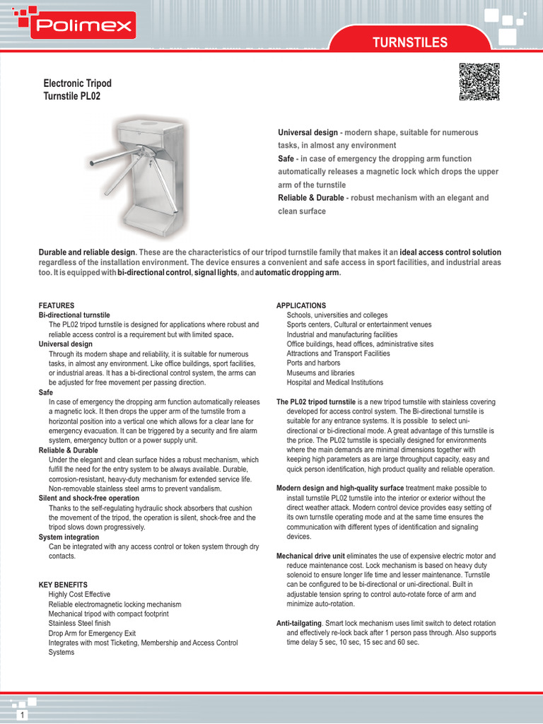 Turnstile PL02 Datasheet | PDF | Access Control | Power Supply