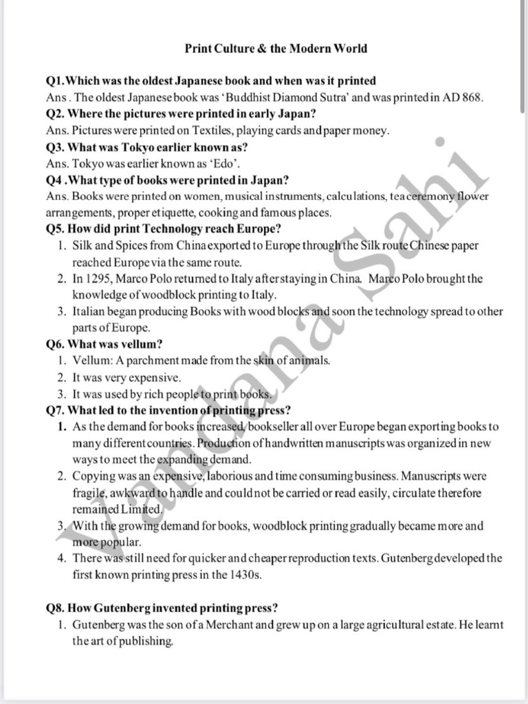 Print Culture Notes | PDF