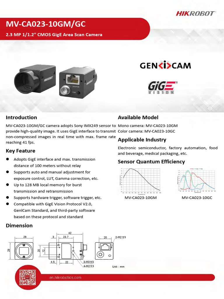 Hikrobot - MV CA023 10GMGC | PDF | Camera | Frame Rate
