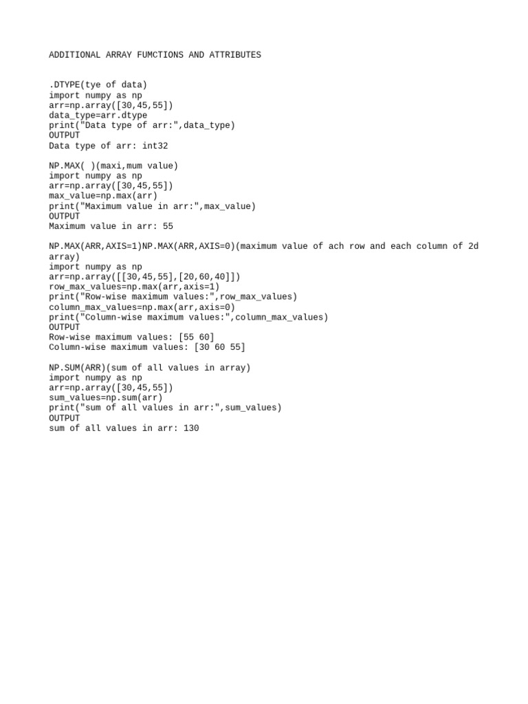 NumPy Array Functions Guide | PDF