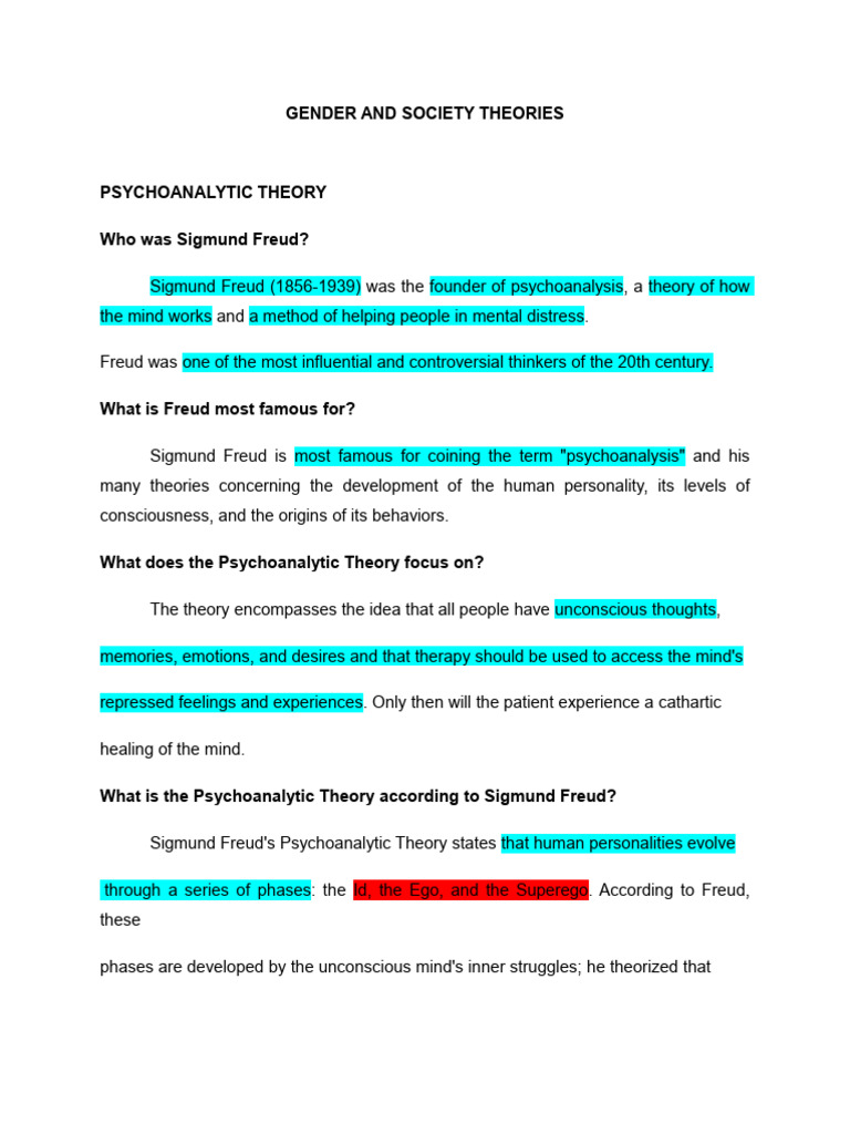 Gender Theories Explained | PDF | Psychoanalysis | Sigmund Freud
