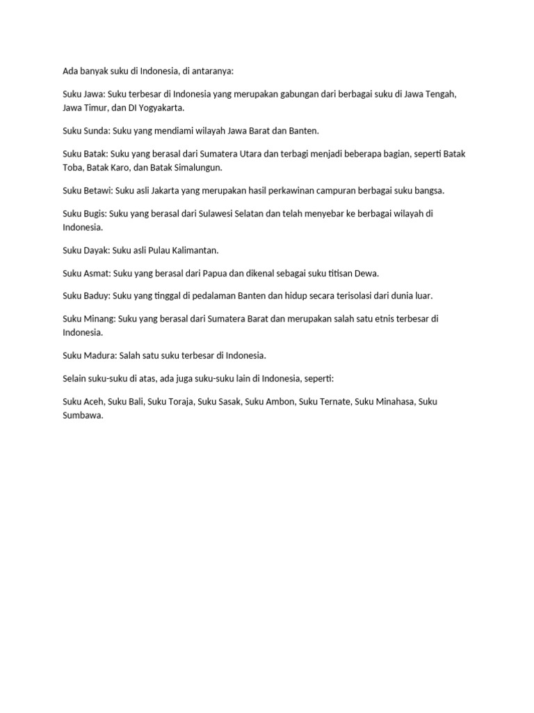 Ada Banyak Suku | PDF