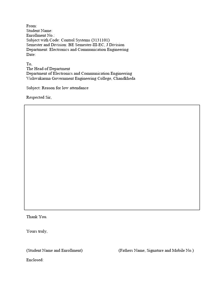 Low Attendance Reply Format | PDF