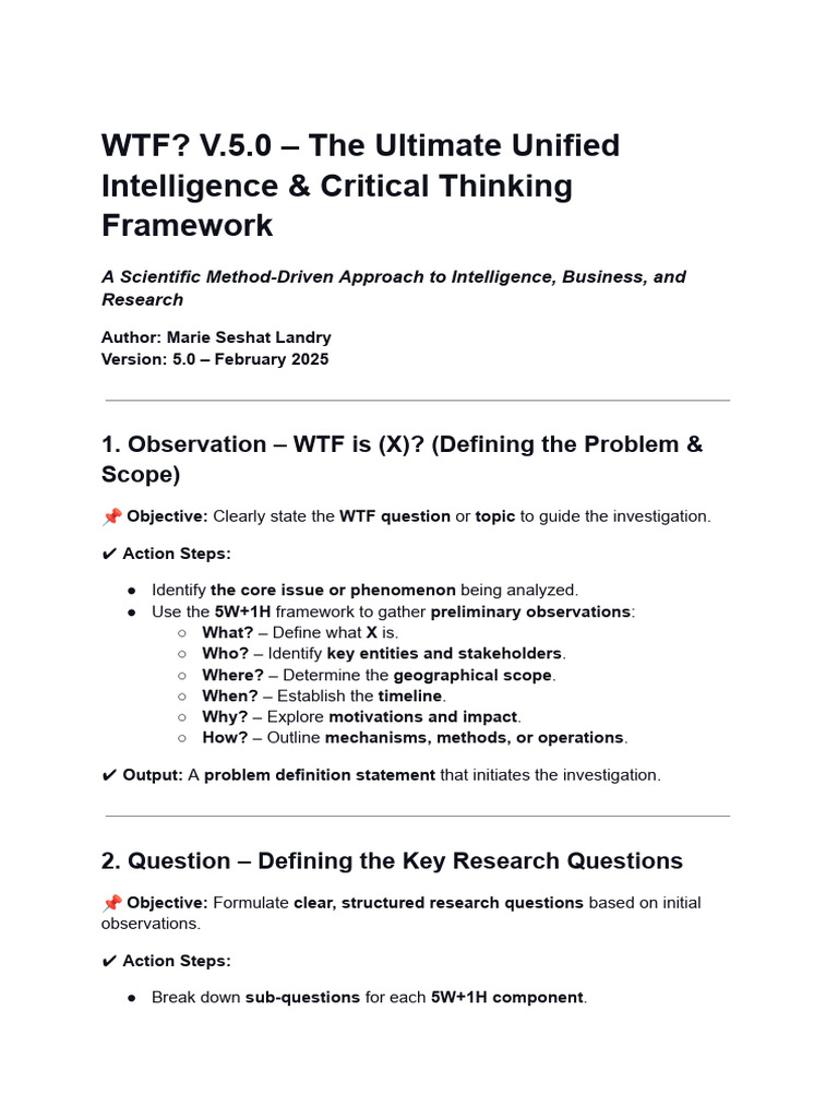 WTF - v.5.0 - The Ultimate Unified Intelligence & Critical Thinking Framework | PDF | Artificial ...