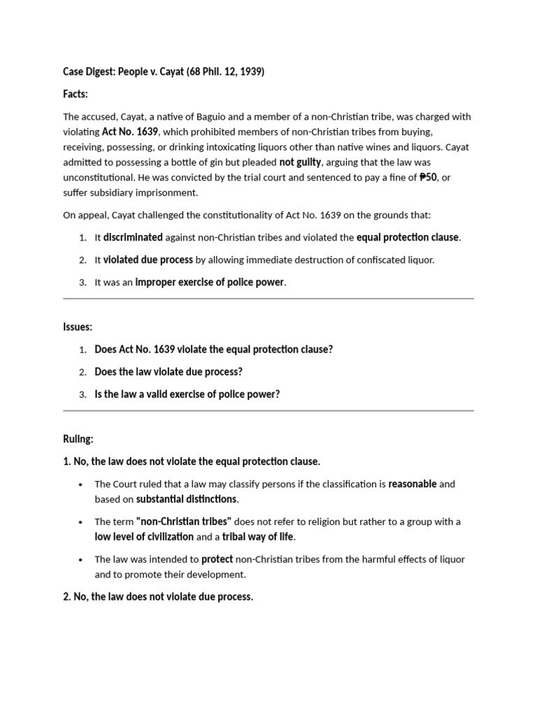 Cases Equal Protection Clasue | PDF | Police Power (United States ...