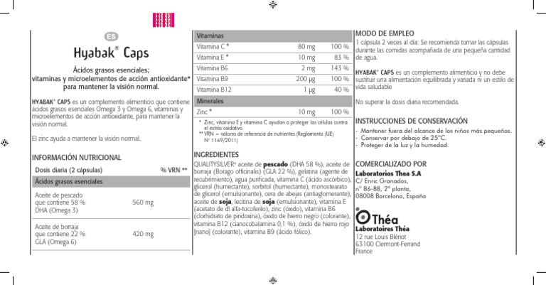 Instrucciones de Uso Hyabak Cap | PDF | Petróleo | Vitamina