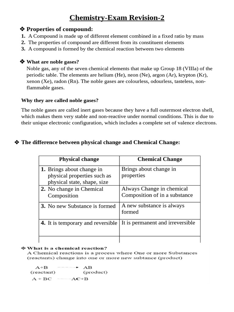 Chemistry Exam Revision Guide | PDF