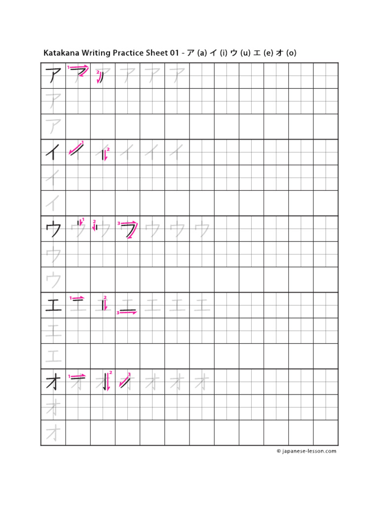Copia de Katakana Writing Practice Sheets PDF | PDF