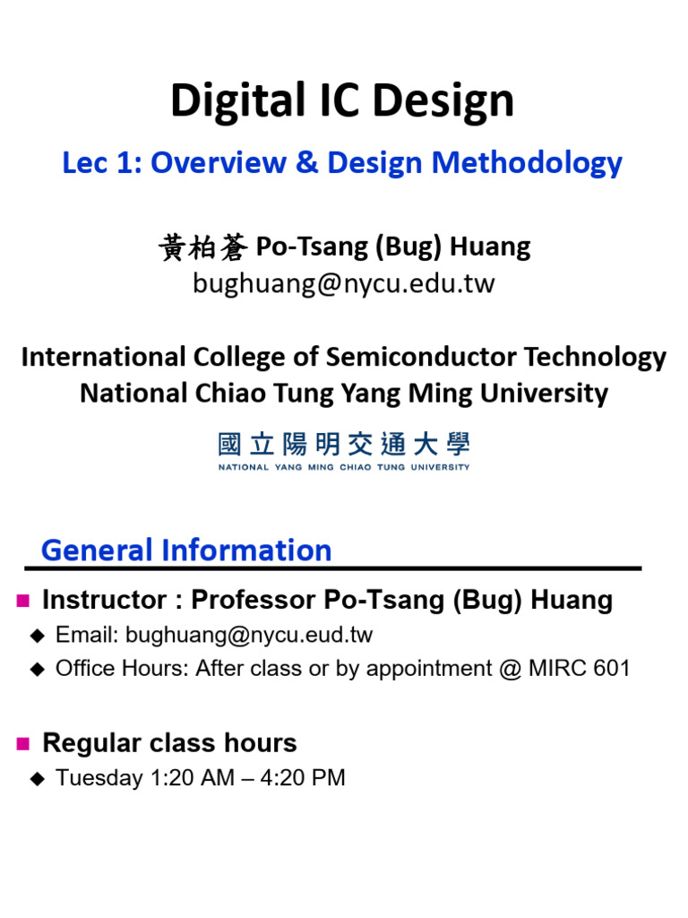 DIC - Lec1 - Overview Design Methodology | PDF | Cmos | Logic Gate