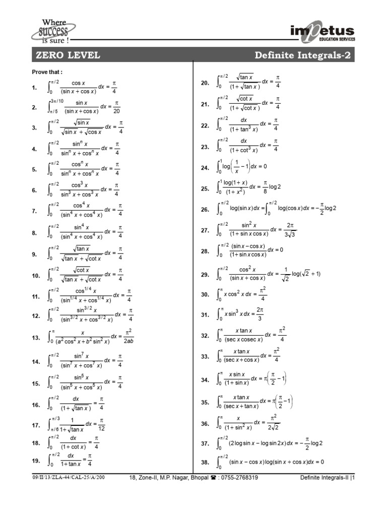 Zero Level - Definite Integral - 02 - 50902533 - 2025 - 01 - 31 - 09 ...