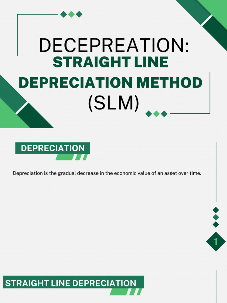 Straight Line Depreciation Method | PDF